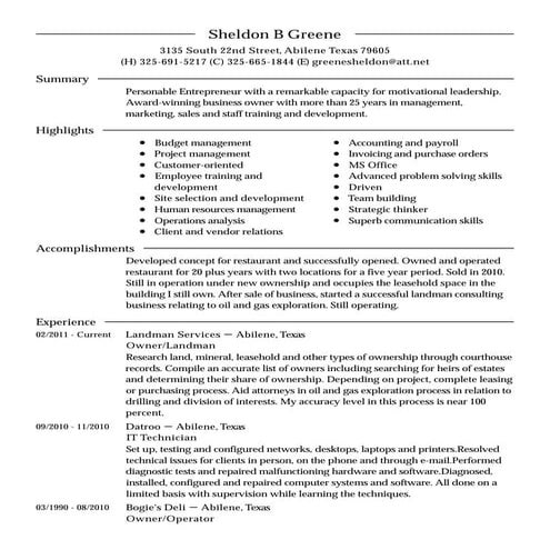 Sheldon B Greene Resume 1 | PDF