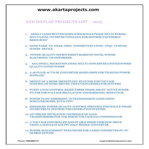 B.tech EEE FINAL YEAR IEEE PROJECTS -2015 | DOCX
