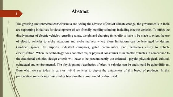 Presentation on Electric Vehicles | PPT