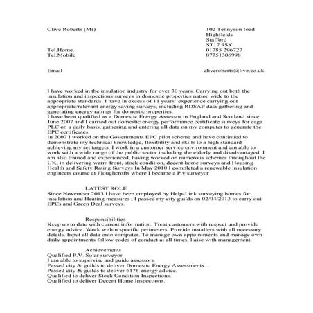 Clive_Roberts new 2015 c.v | PDF