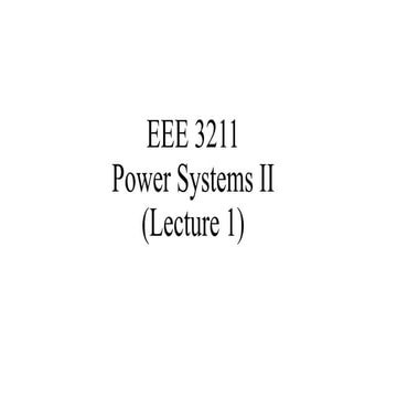 Power Systems II and Interconnected System | PPTX