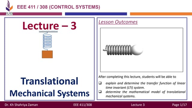 Transfer function of Mechanical translational system | PPTX