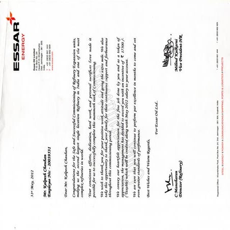 ESSAR appriciation letter1 | PDF