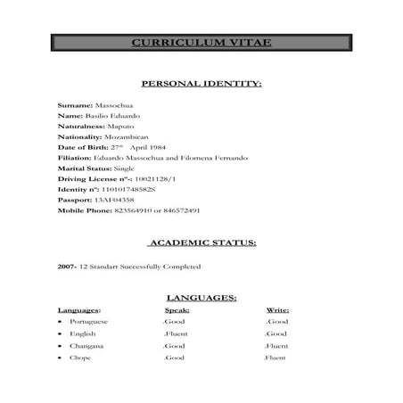 Cv ingles | PDF