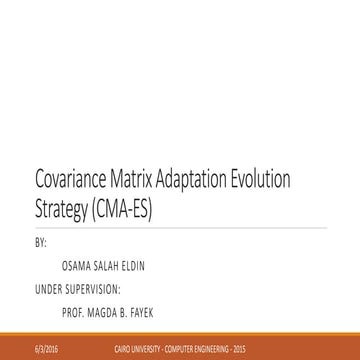 Covariance Matrix Adaptation Evolution Strategy Cma Es Ppt