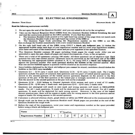 Eee gate 2013 questions | PDF