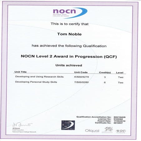 NOCN lvl 2 Progression (QCF) | PDF