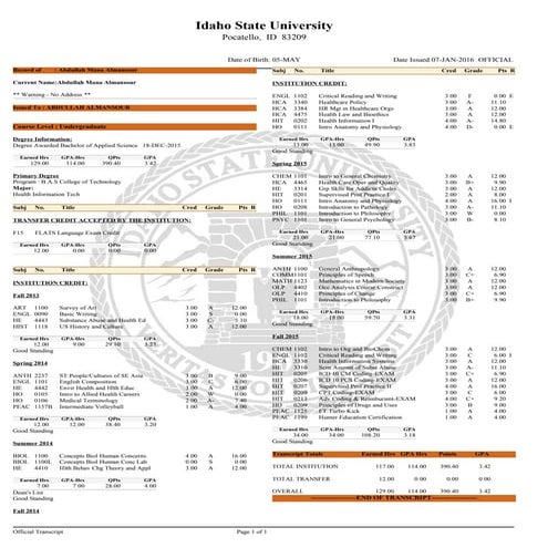 Transcript Abdullah Almansour 2 | PDF