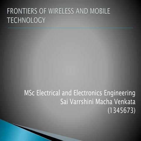 Frontiers of Wireless and Mobile Communications | PPT