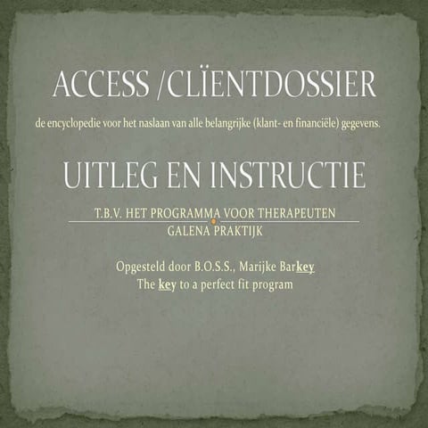 Een kleine cursus access | PPT