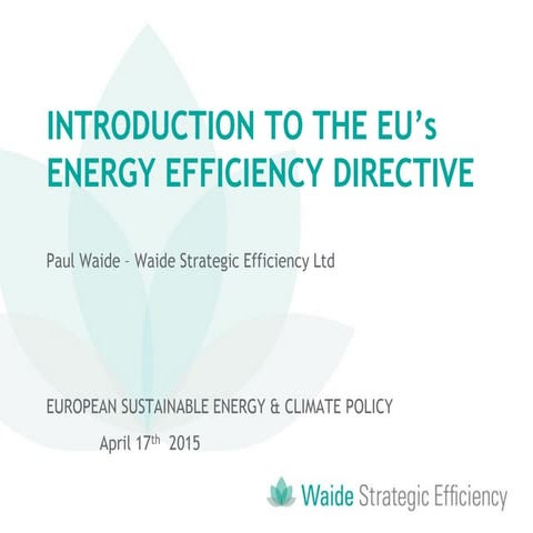 Introduction to the Energy Efficiency Directive | PDF