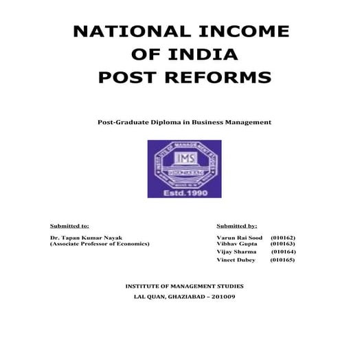 Trends of National Income in India | PPTX