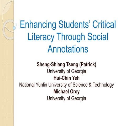 Enhancing students' critical literacy through social annotations | PPT
