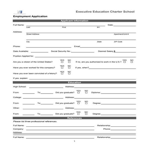 EE Schools Employment Application | PDF