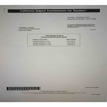 CSET Writing results | PDF