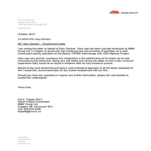 MMM Group Reference Letter | PDF
