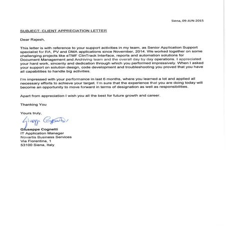 Appreciation Letter | PDF