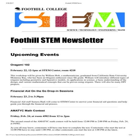 Foothill STEM News | PDF