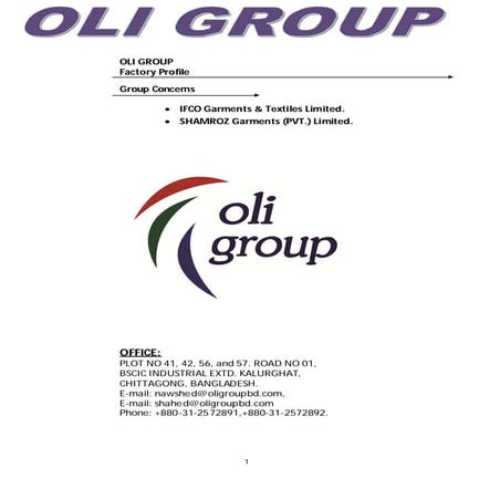 Factory Profile for oli group | PDF