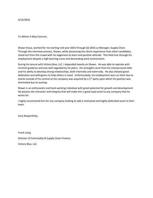 Letter of Recommendation | DOCX