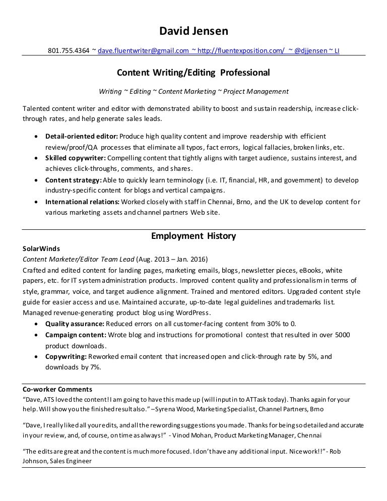 Content Writer Resume B Content Writer Resume B