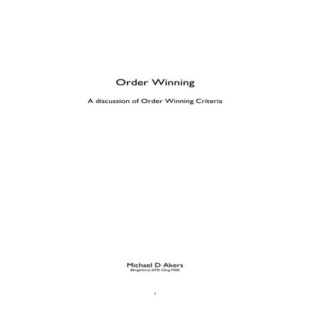 Order Winning | PDF