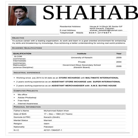 store incharge | DOC