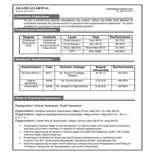 RESUME CA AKASH AGARWAL | PDF