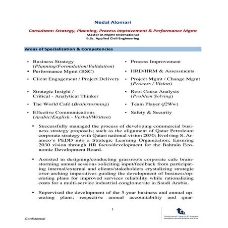 Consultant Profile - Nedal Alomari | PDF