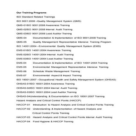 Our Training Programs | DOCX