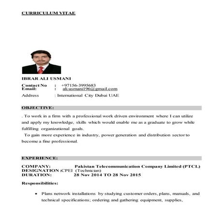 Ibrar Usmani CV | DOCX | Computer Networking | Computing