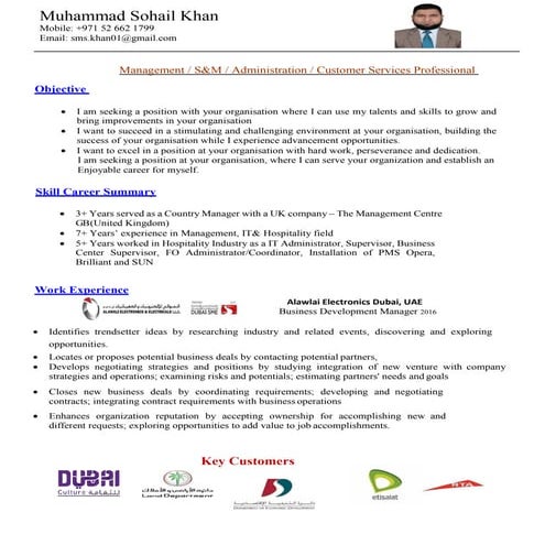 Muhammad Sohail Khan. CV | PDF