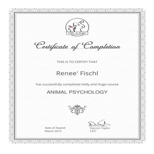 Holly and Hugo Animal Psychology certificate | PDF