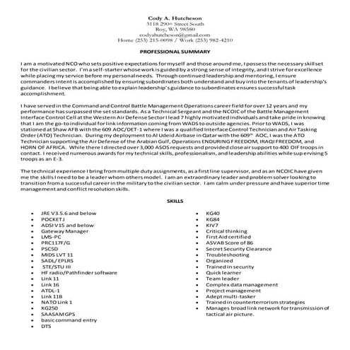 Completed Civilian Resume | DOCX