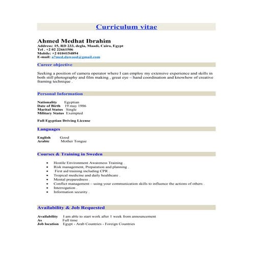 Curriculum vitae 2 | DOC | Cameras and Camcorders | Consumer Electronics