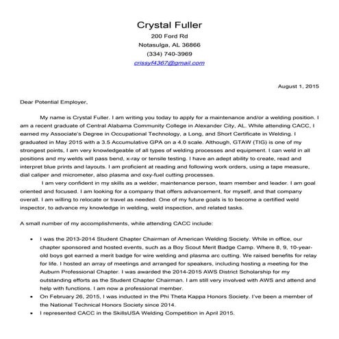 Crystal Fuller Resume Aug 1st | DOC
