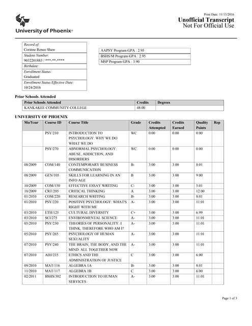 Phoenix transcript | PDF
