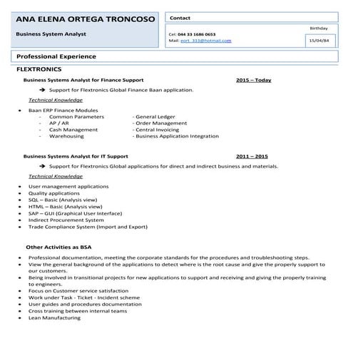 Resume Ana Ortega | PDF