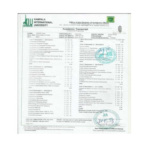 kampala international univsity transcript (3) (1) | DOCX