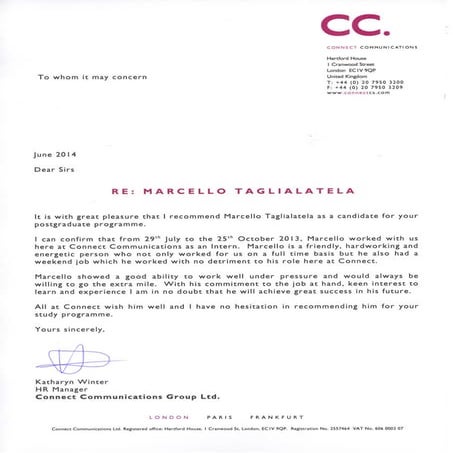 Recommendation letter MSc | PDF