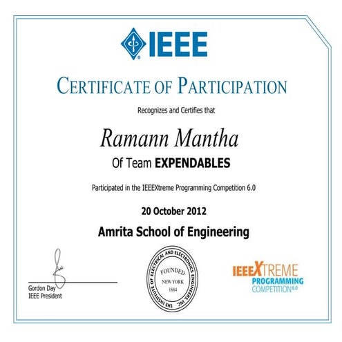 IEEE Xtreme Programming Contest - 2012 | PPT