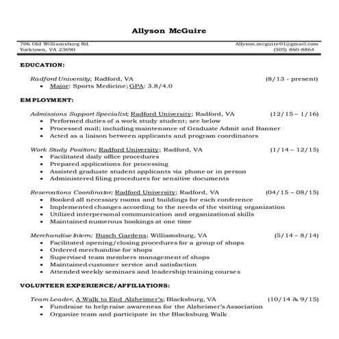 Judy's Resume 1 | DOCX