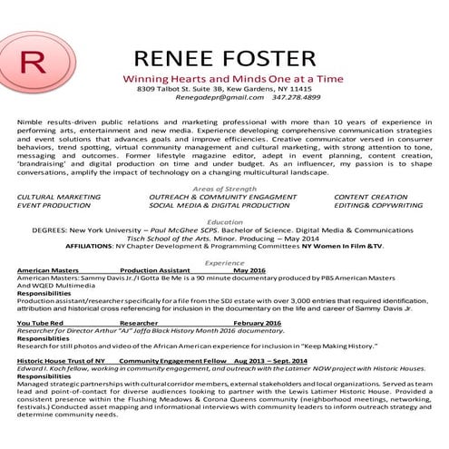 Renee Fosters Resume Revised Aug 2016 | DOCX