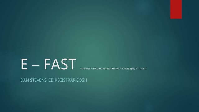FAST focused assessment with sonography for trauma | PPTX