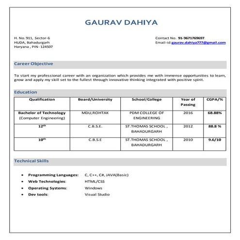 Fresher_Gaurav_Dahiya | DOCX