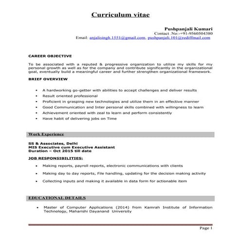 Pushpanjali_CV | ODT | Technology & Computing