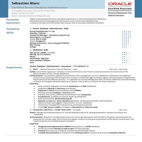 Oracle DBA | DOCX