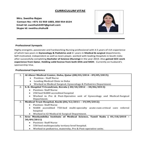 swetha biodata | PDF