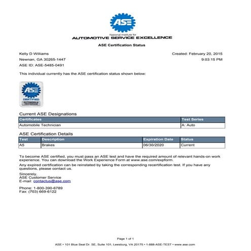 Certification Status | PDF