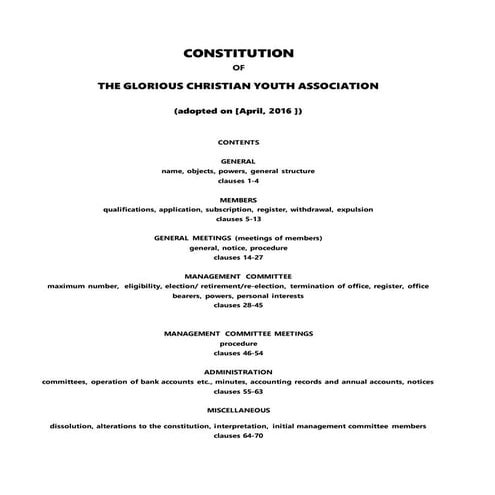 Apartment Association Byelaws Template | DOC